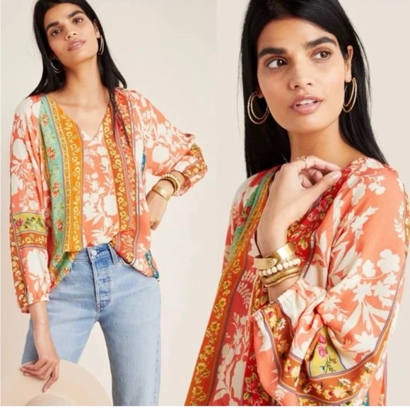 Anthropologie | Tops | Nwt Anthropologie Vineet Bahl Edith Peasant Blouse Size Xl Boho ...